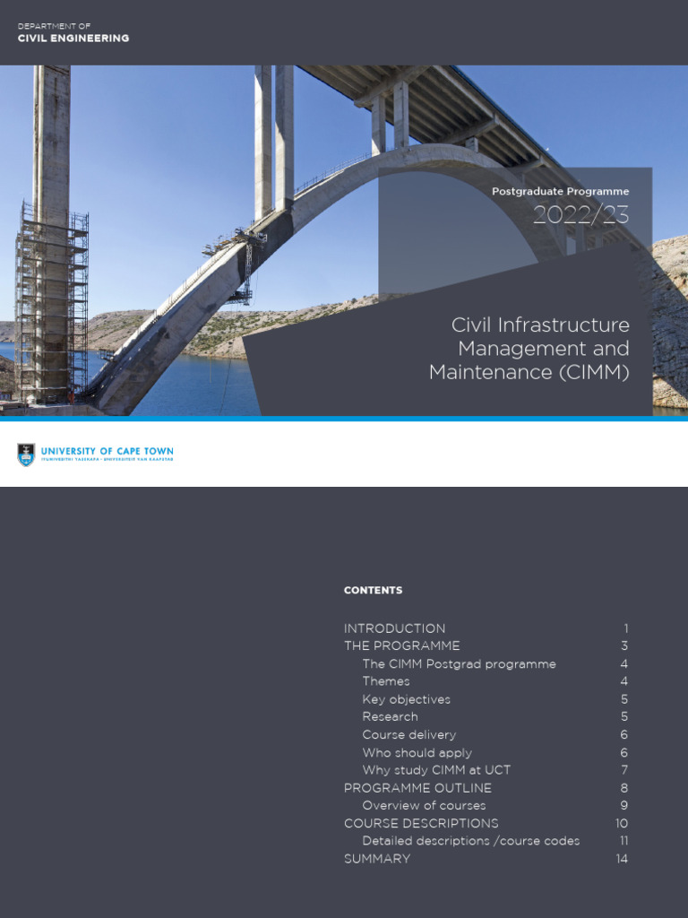 UCT Civil Infrastructure Management and Maintenance CIMM 2022 23 | PDF ...