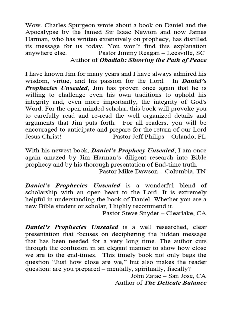Daniel's Prophecies Unsealed Explained | PDF | Book Of Daniel | The ...
