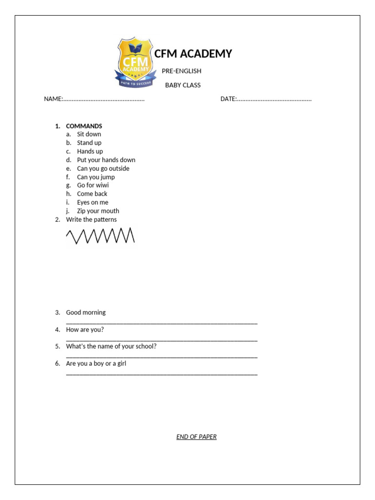 Baby Class English | PDF