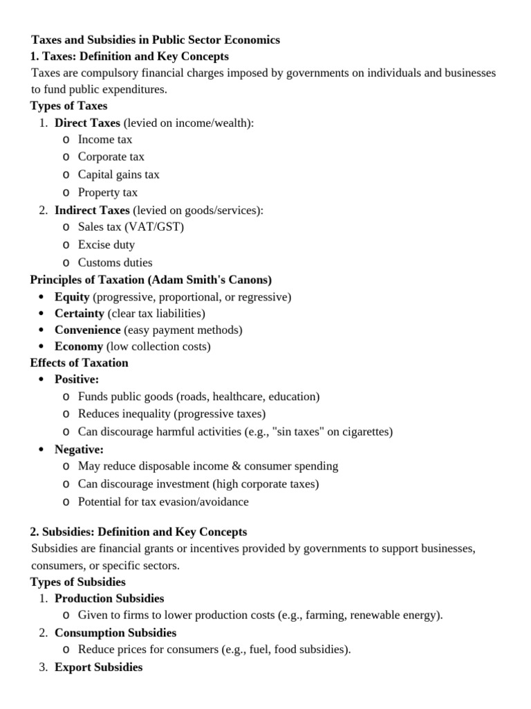 Taxes and Subsidies in Public Sector Economics | PDF | Taxes | Subsidy