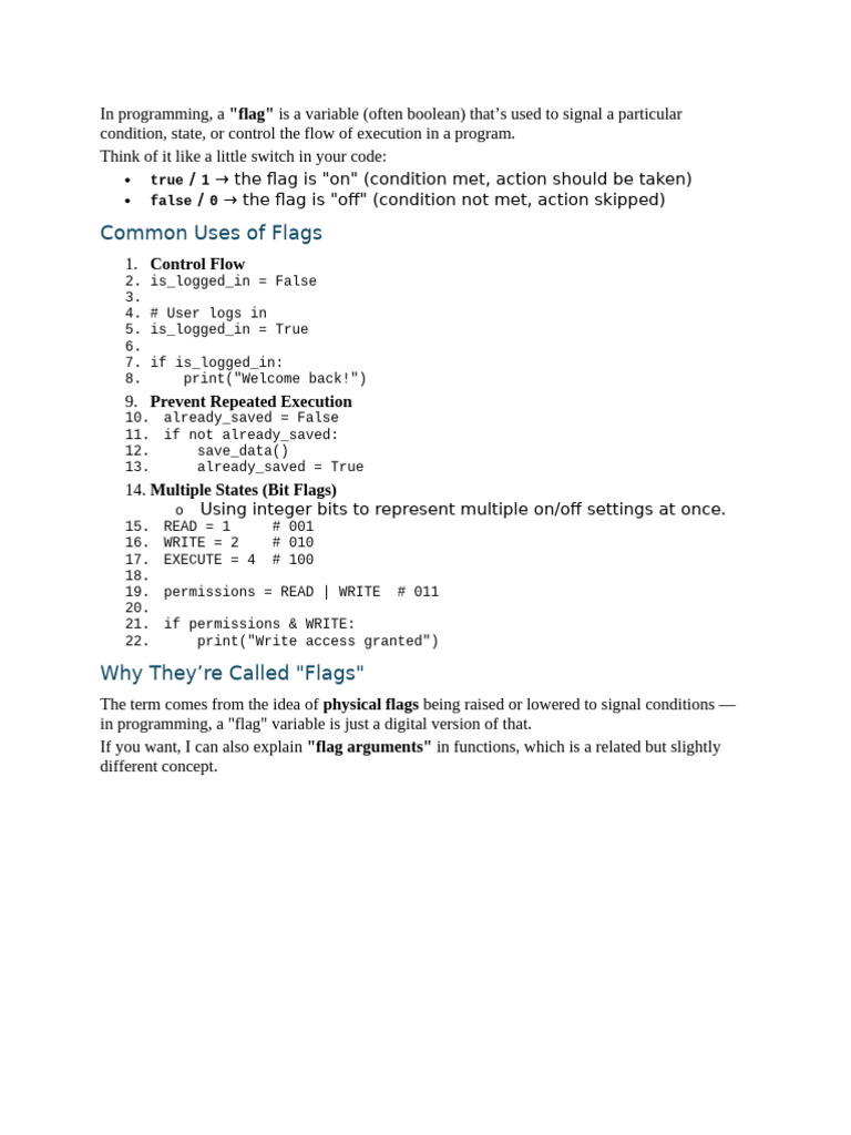 Common Uses of Flags: "Flag" | PDF