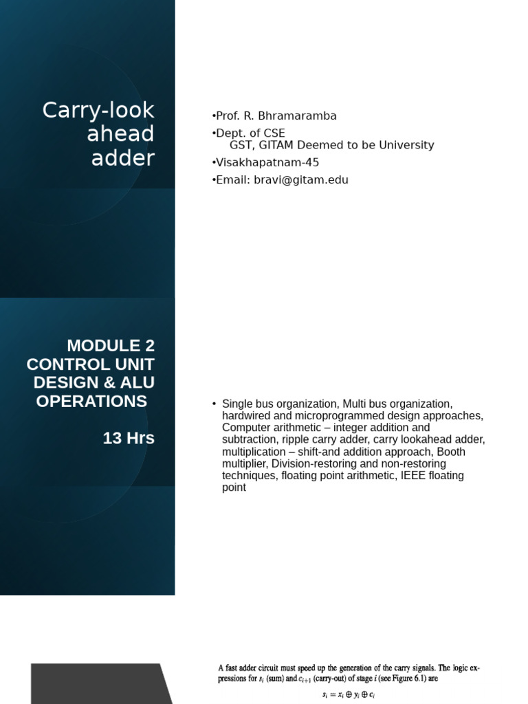 Carry-Look Ahead Adder | PDF