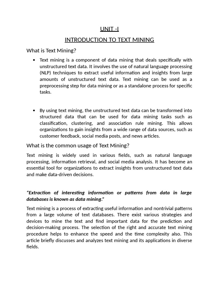 UNIT-1 | PDF | Data | Data Mining