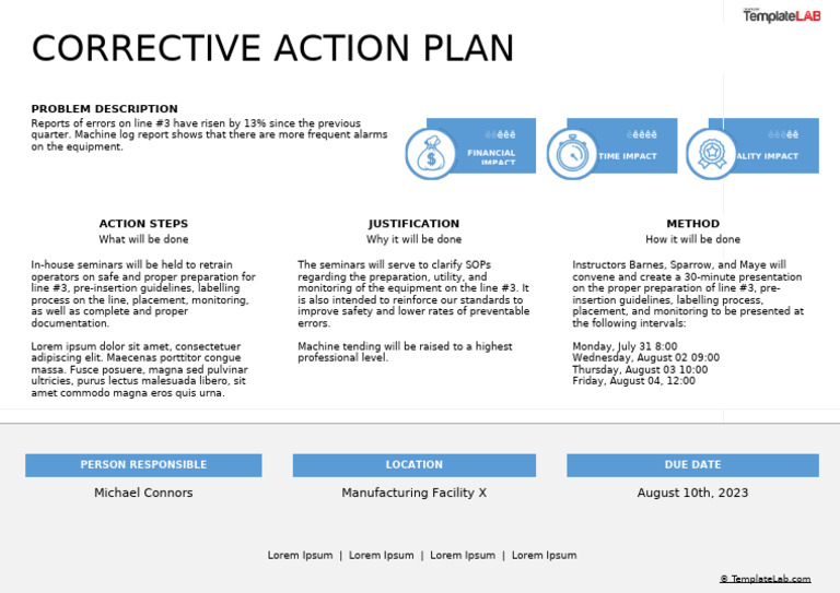 Corrective Action Plan Template TemplateLab.com | PDF
