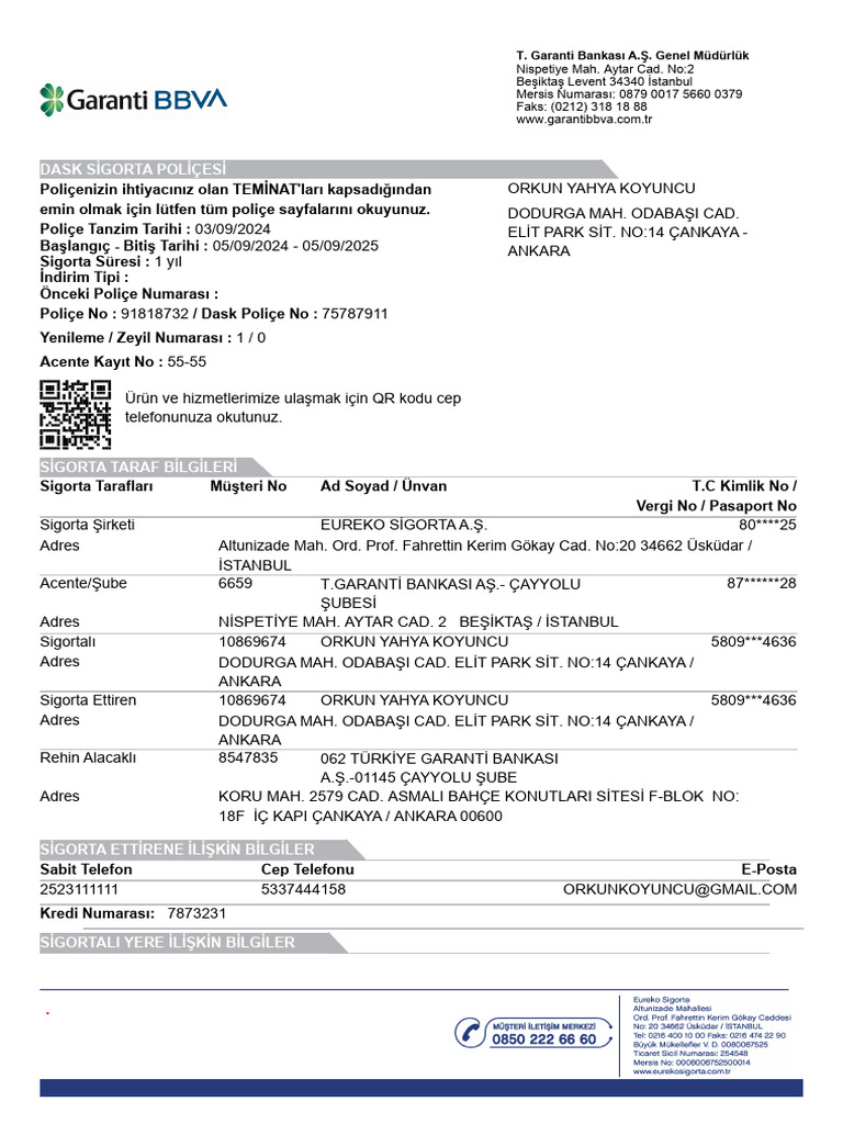 Dask Sigorta Poliçesi | PDF