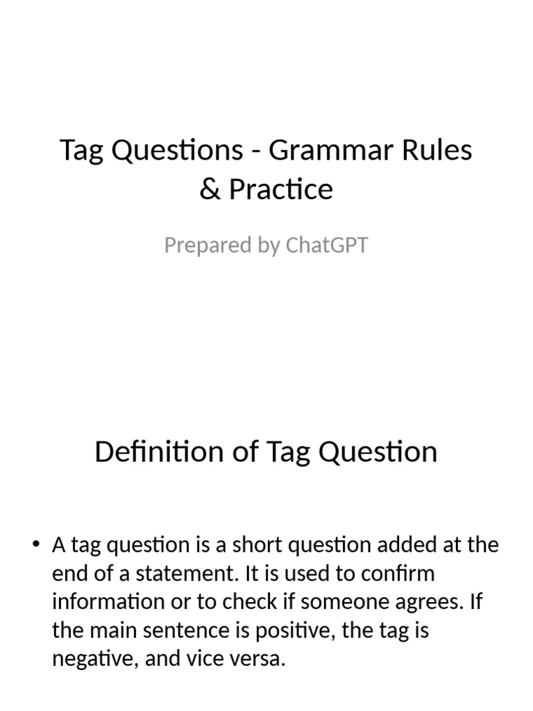 Understanding Tag Questions in English | PDF | Question | Linguistics