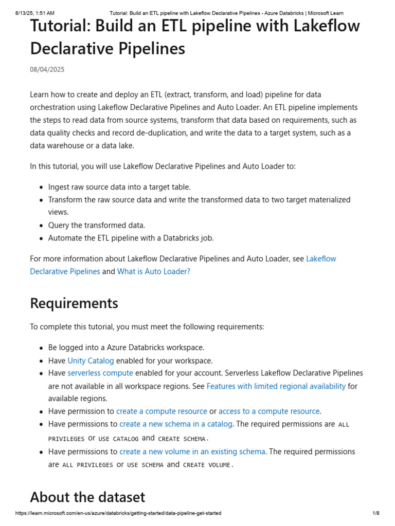 Tutorial Build An ETL Pipeline With Lakeflow Declarative Pipelines ...