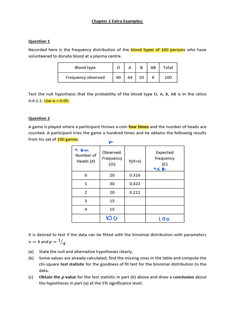 Chapter 2 Extra Examples - Questions | PDF | P Value | Statistical Theory