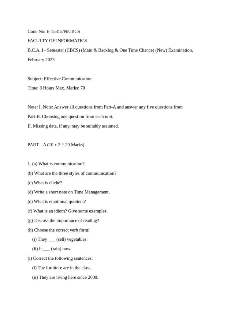 Bca English-effective Communication Qp | PDF | Economies