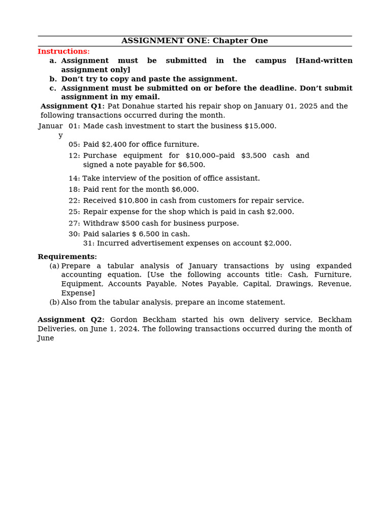 January and June Accounting Assignments | PDF | Balance Sheet | Equity ...