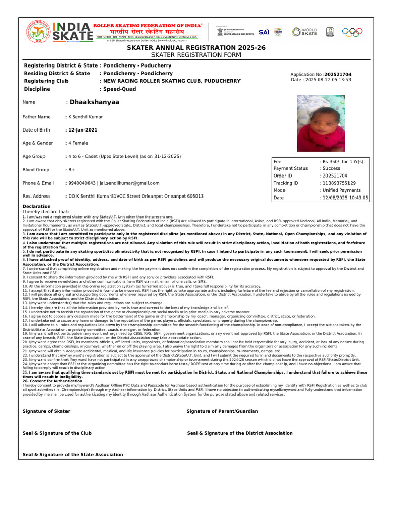 Rsfi - Annual - Regn - 2025-26 | PDF