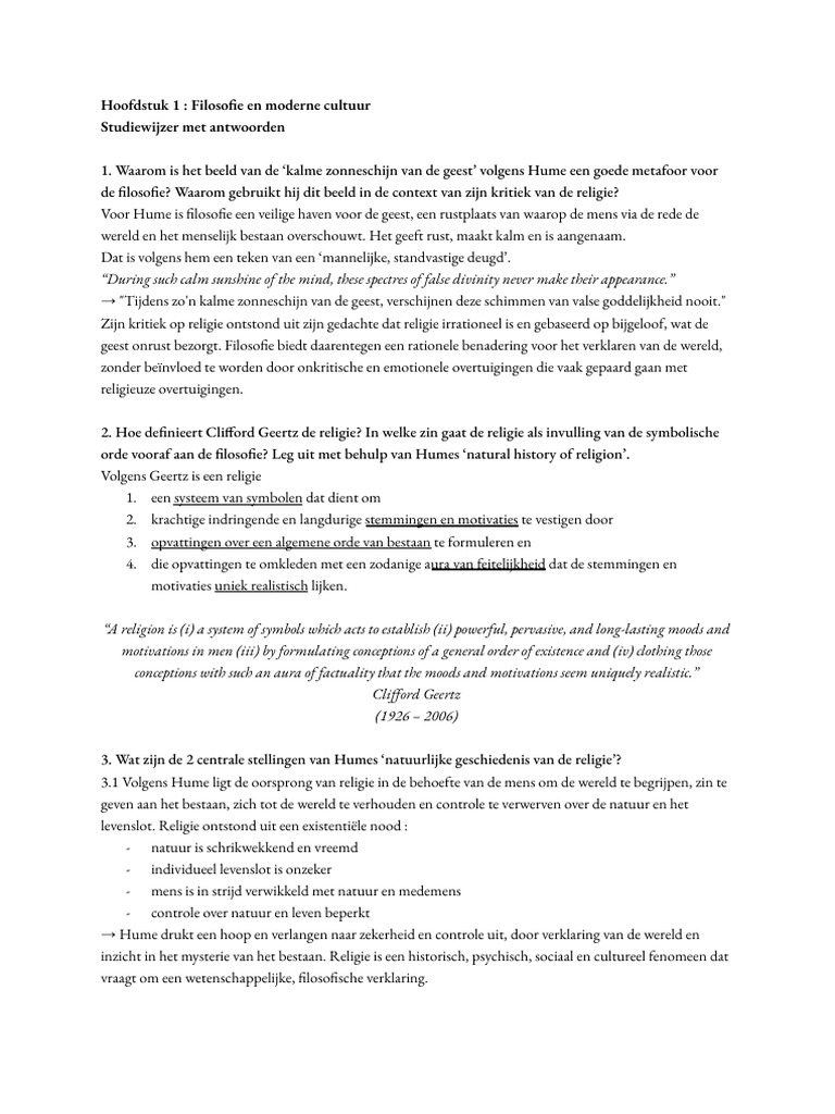 Moderne Filosofie Hoofdstuk 1 | PDF