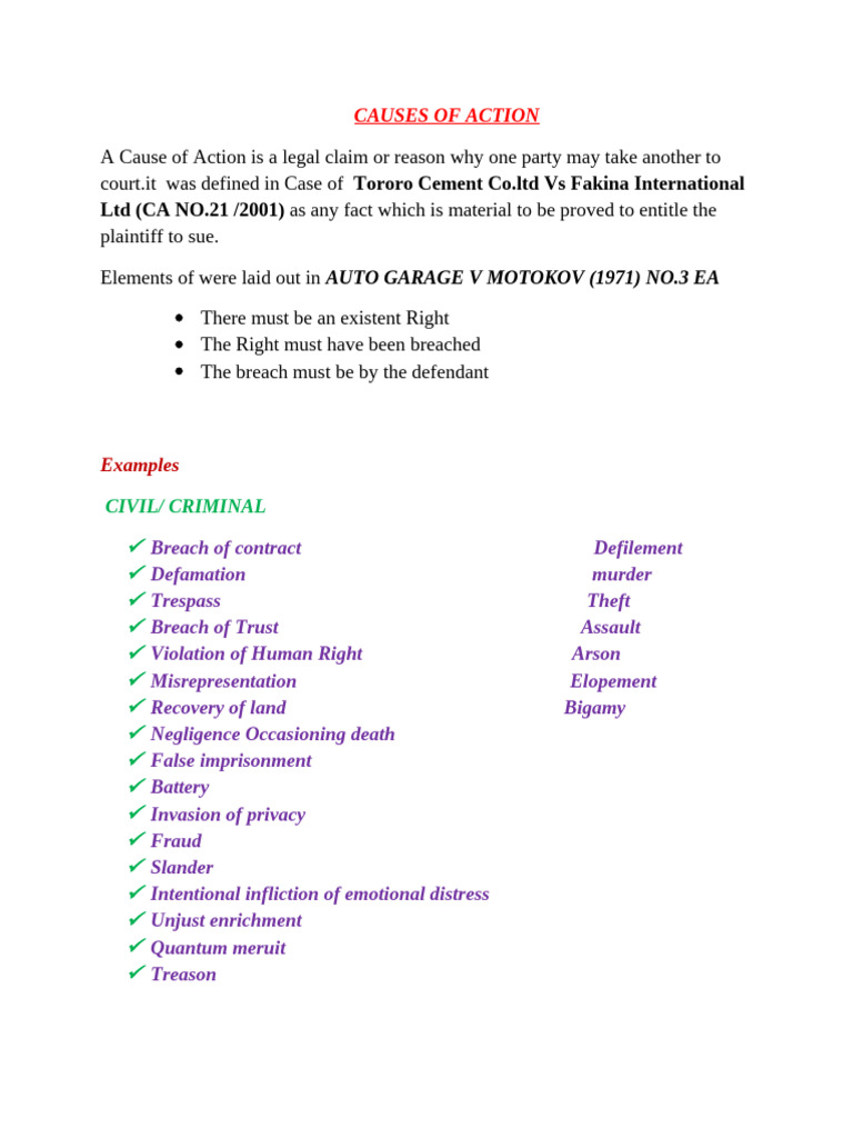 Causes of Action | PDF