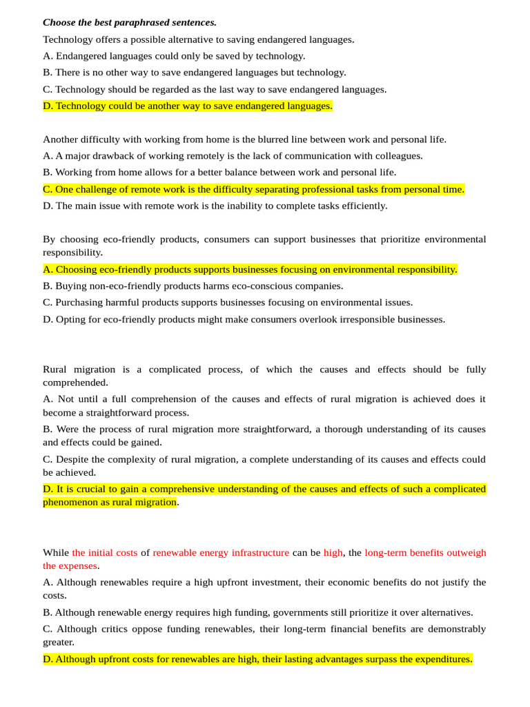 Effective Paraphrasing Techniques | PDF | Infrastructure | Sustainability