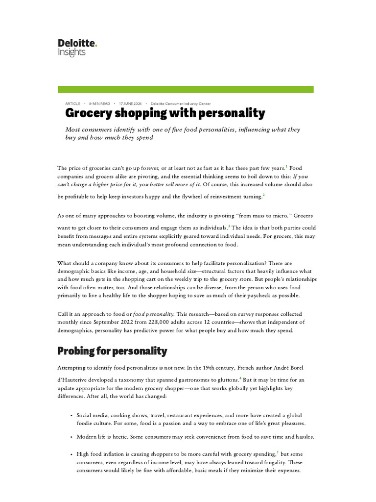 Food Personality Types - Deloitte Insights | PDF | Grocery Store ...