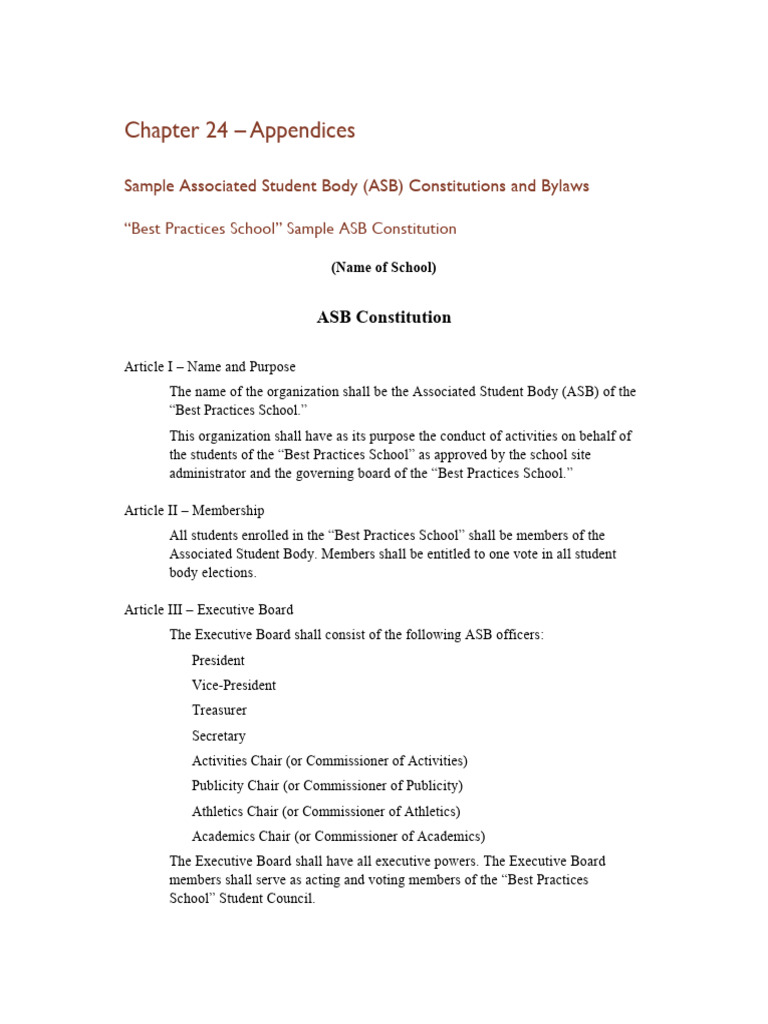 Sample Constitutions Bylaws and Budgets | PDF | Vice President Of The ...