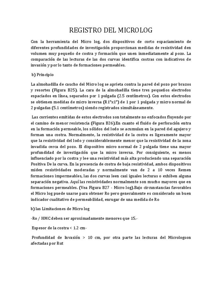 Registro Del Microlog | PDF | Permeabilidad (Ciencias de la Tierra ...