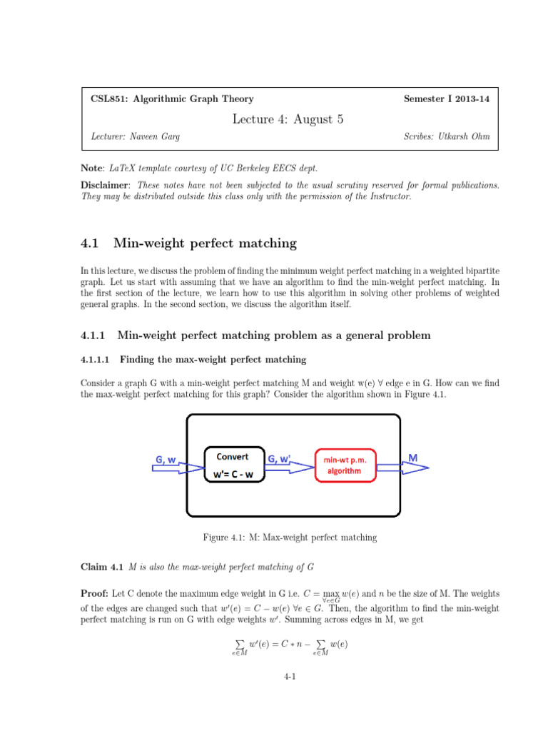 Minimum Weight Perfect Matching Problem | PDF | Applied Mathematics ...