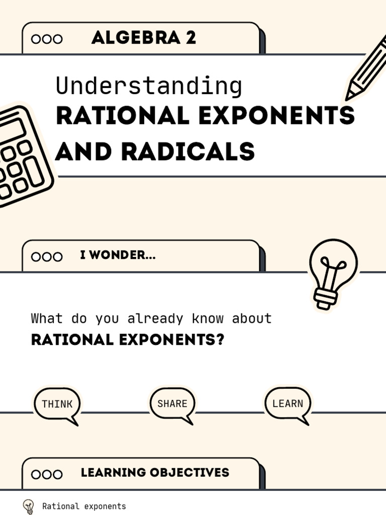 Rational Exponents and Radicals | PDF | Polynomial | Exponentiation