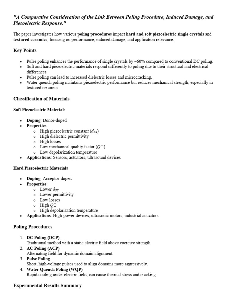 A Comparative Consideration of The Link Between Poling Procedure | PDF ...