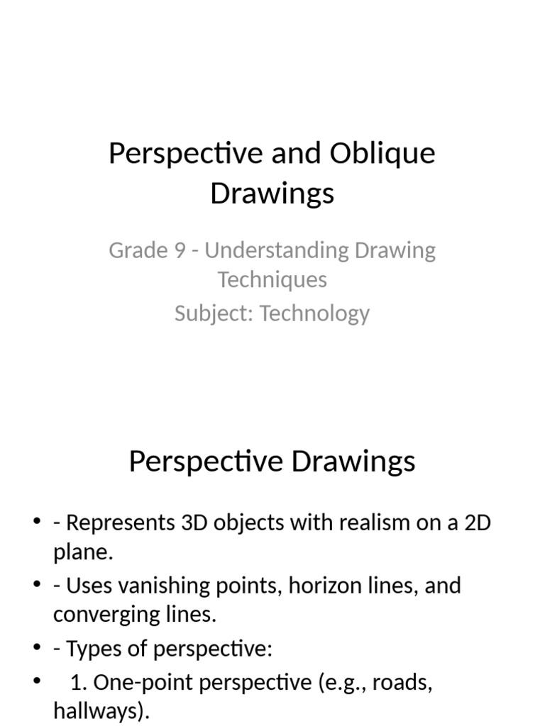 Perspective vs. Oblique Drawing Techniques | PDF