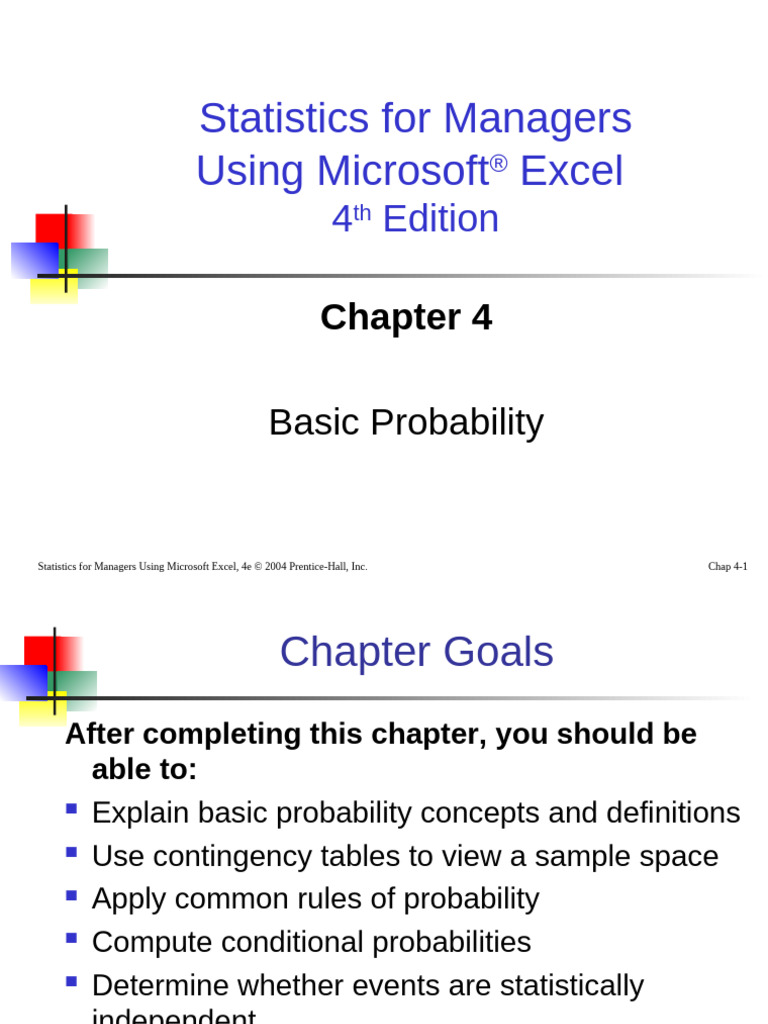 Chap04 - Statistics For Managers Using Microsoft® Excel 4th Edition | PDF | Probability ...