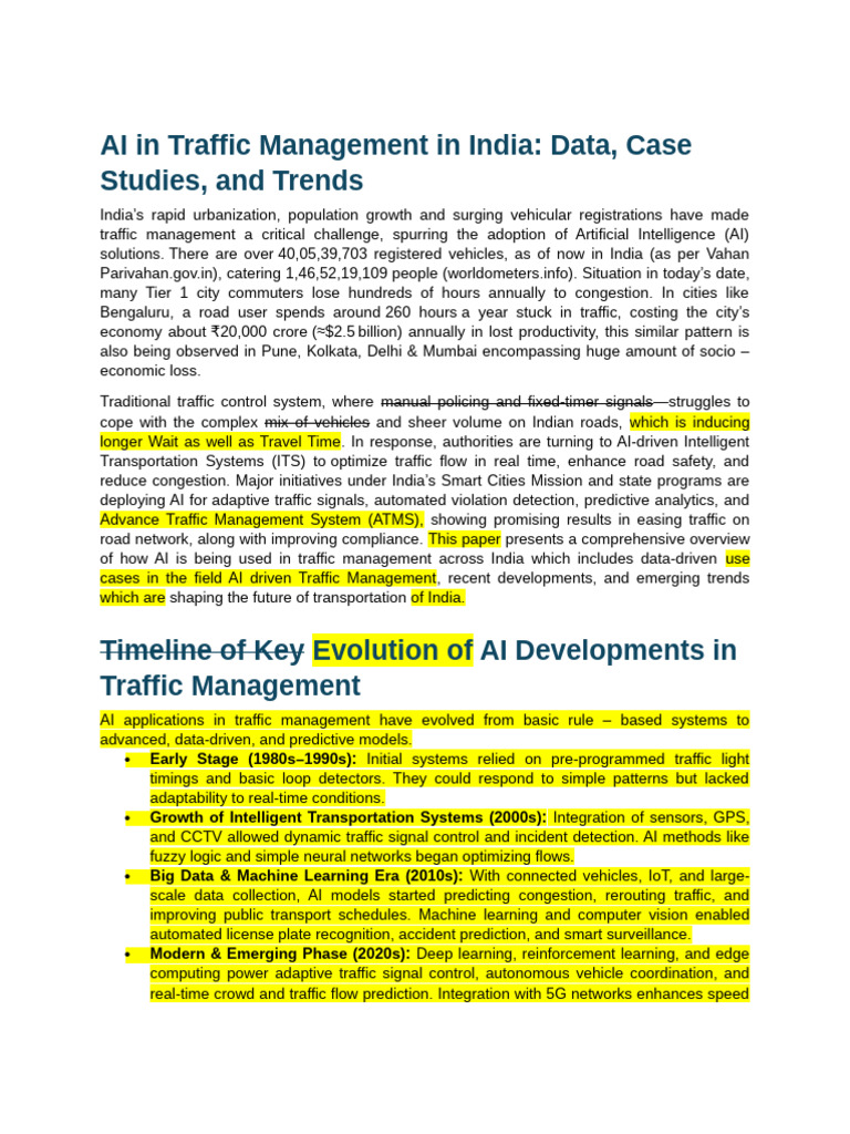 AI in Traffic Management - Research Paper - V1 R0 | PDF | Traffic ...