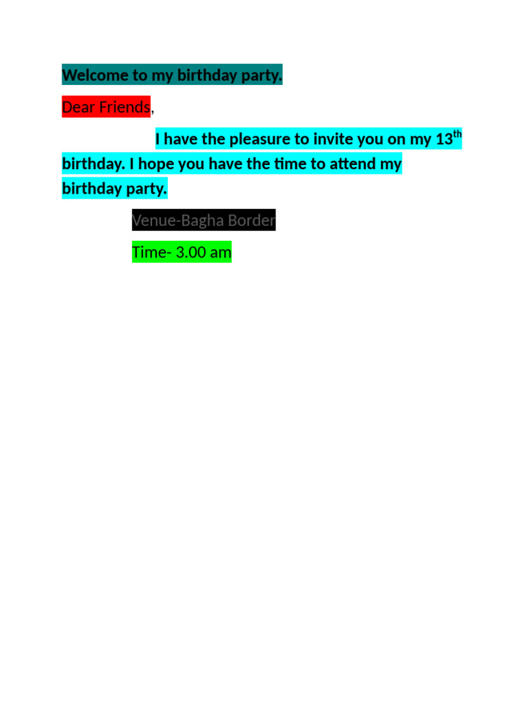 Welcome To My Birthday Party | PDF
