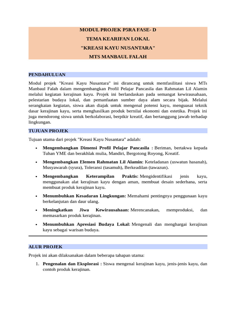 Modul P5ra Kerajinan Kayu | PDF