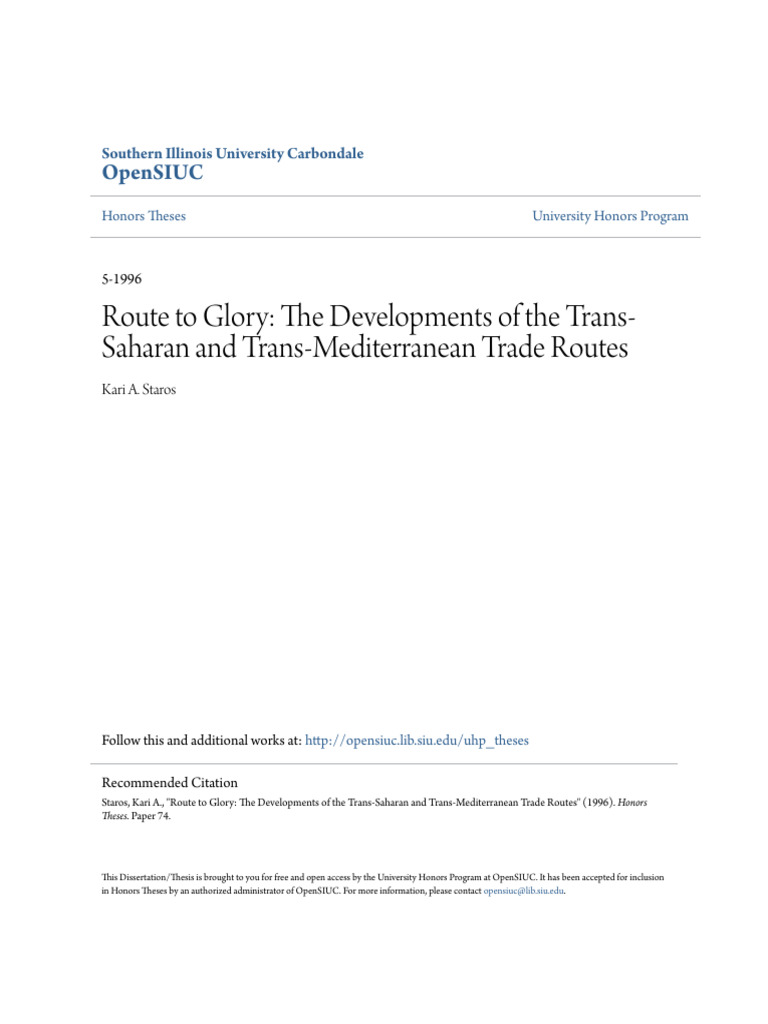 Trans-Saharan & Mediterranean Trade Routes | PDF | Trade | Africa