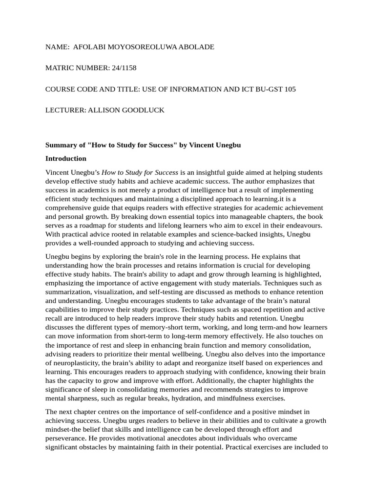 Bu GST 105 Assignment Moyo | PDF | Reading Comprehension ...