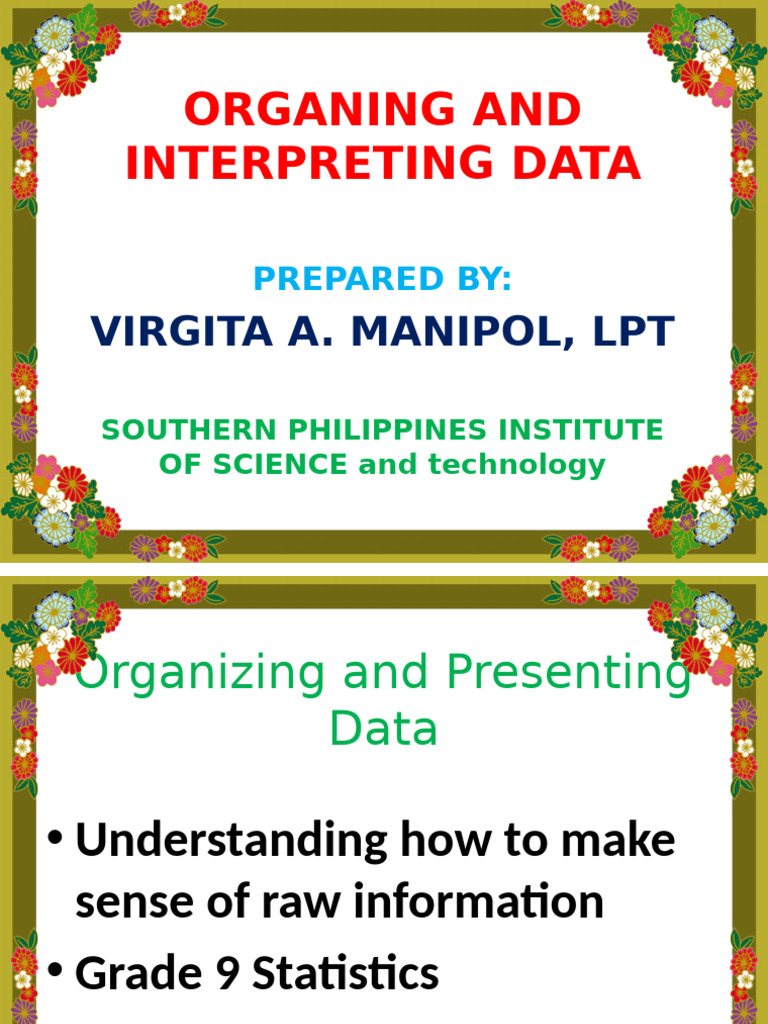 5-Organizing - and - Presenting - Data - Grade 9 | PDF | Pie Chart | Chart