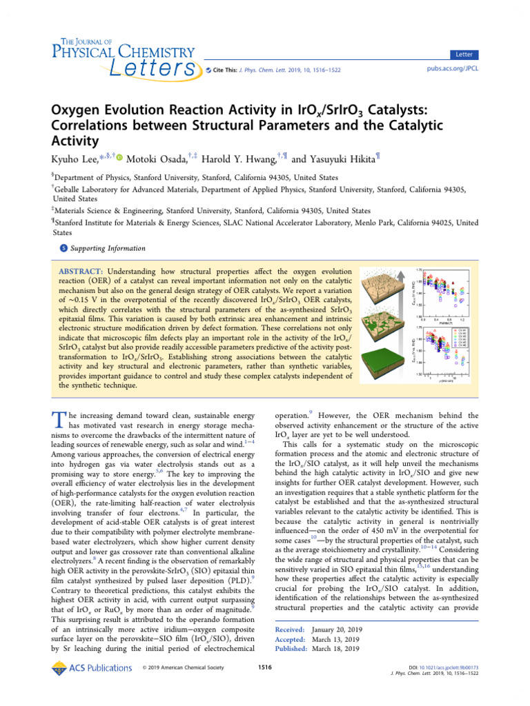 Lee Et Al 2019 Oxygen Evolution Reaction Activity in Irox Sriro3 ...