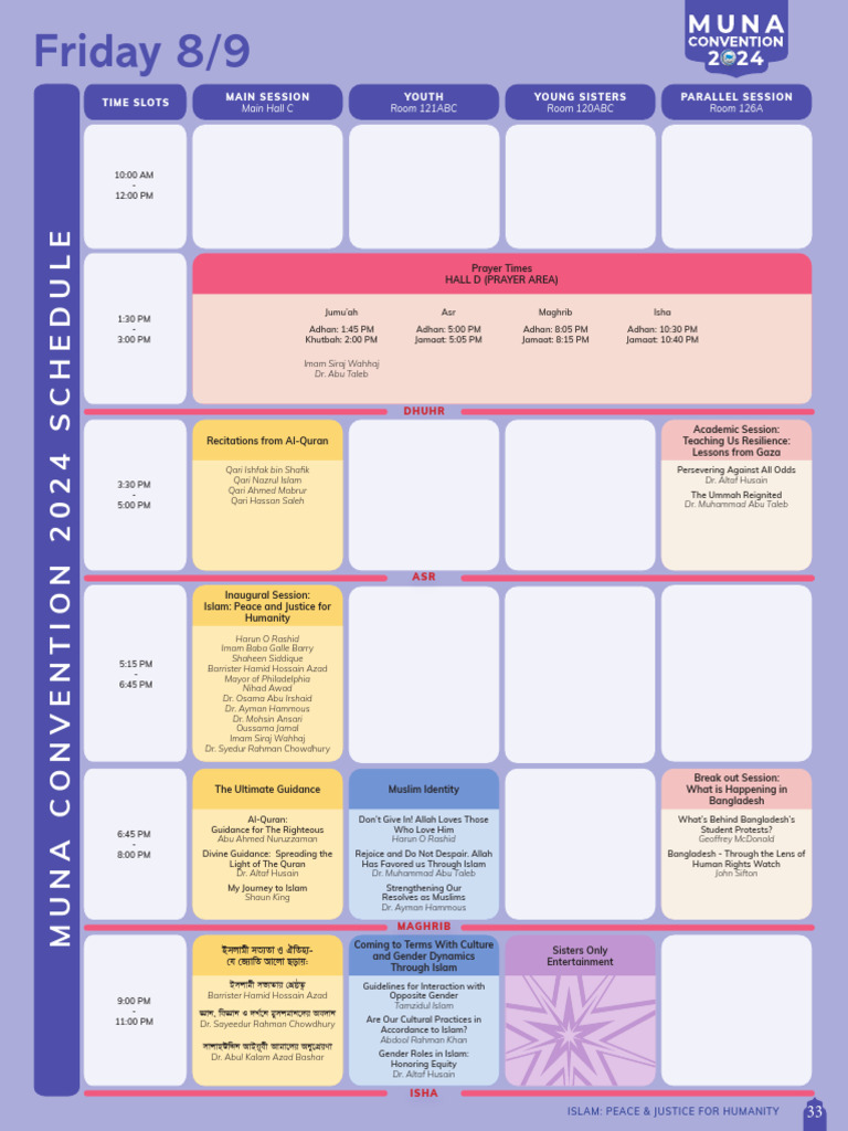 MUNA Convention 2024 Schedule Overview | PDF | Prophets And Messengers ...