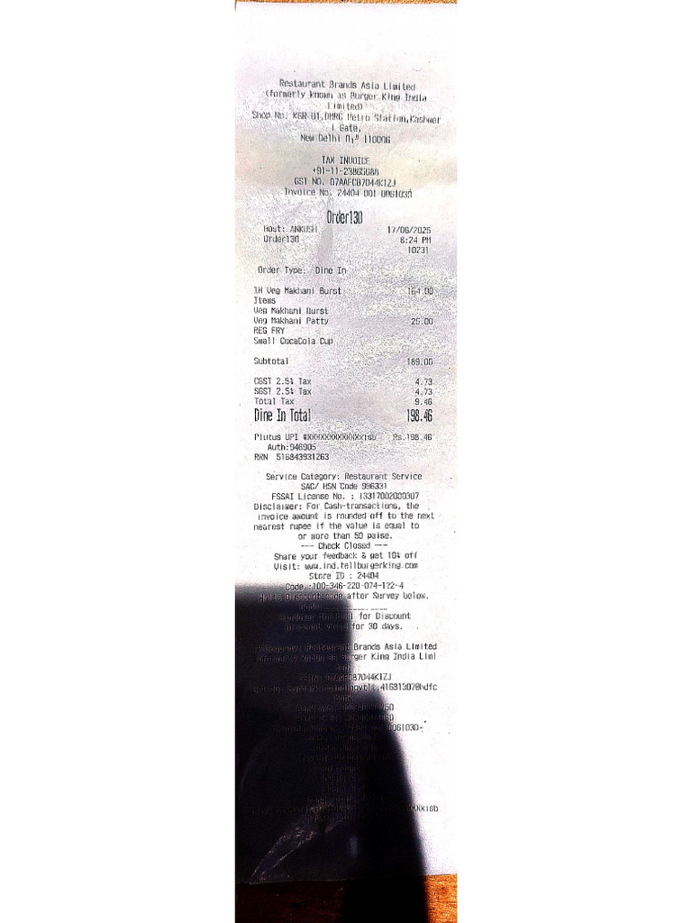 Food Invoice 17 June 2025 | PDF