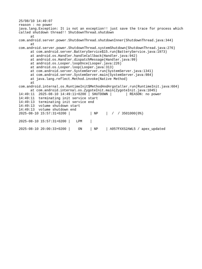 Power Off Reset Reason | PDF