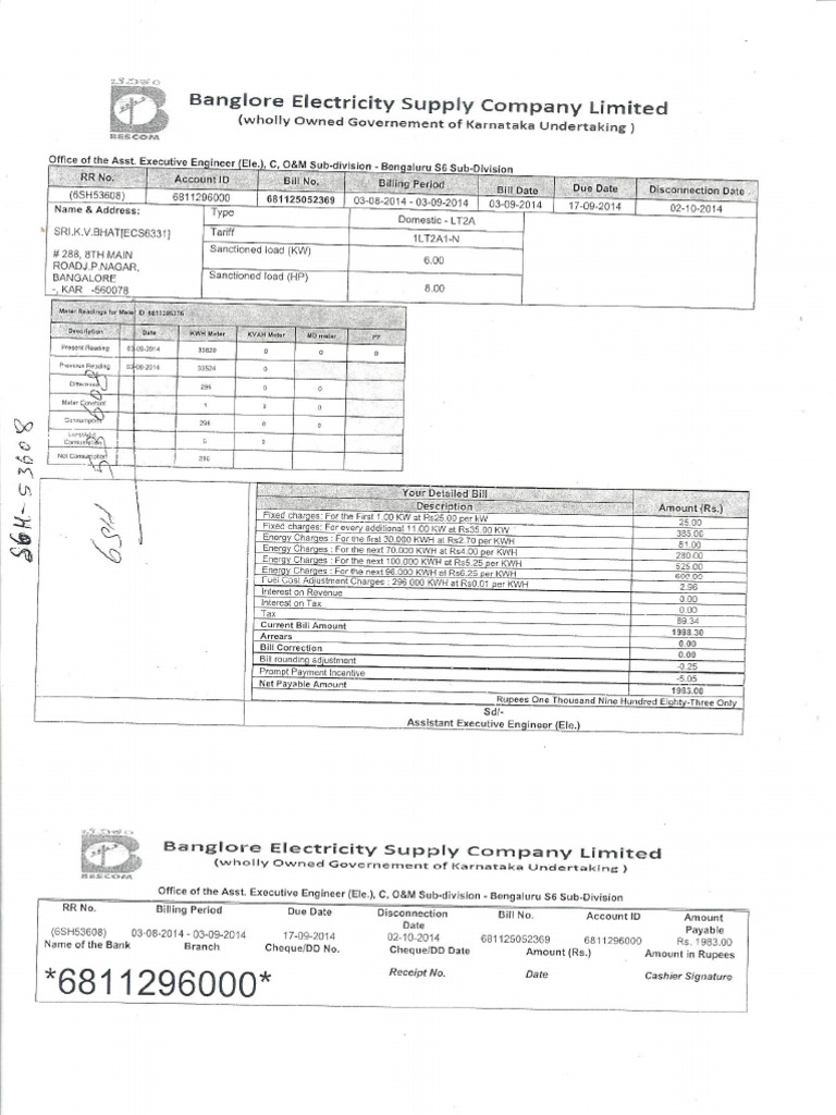 11-Bhat and Guha Bescom Bill | PDF