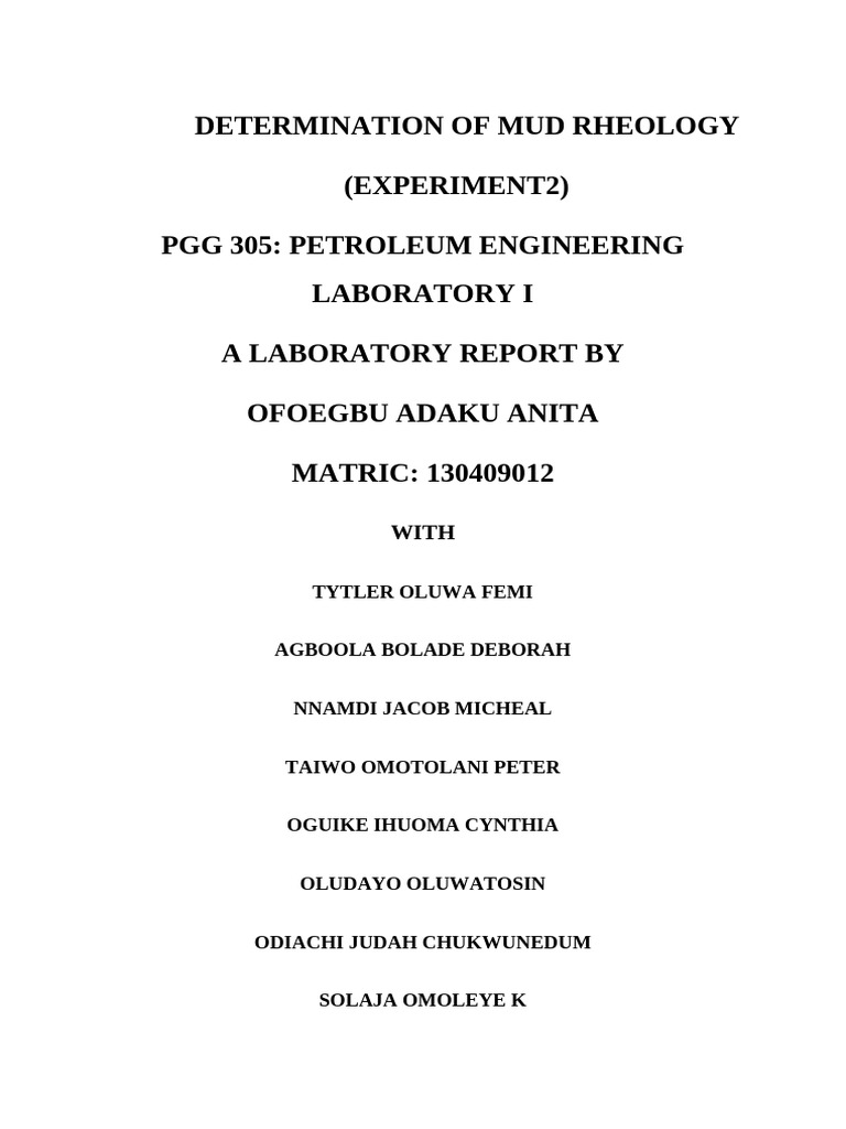Determination of Mud Viscosity by Ada-1 | PDF | Viscosity | Rheology