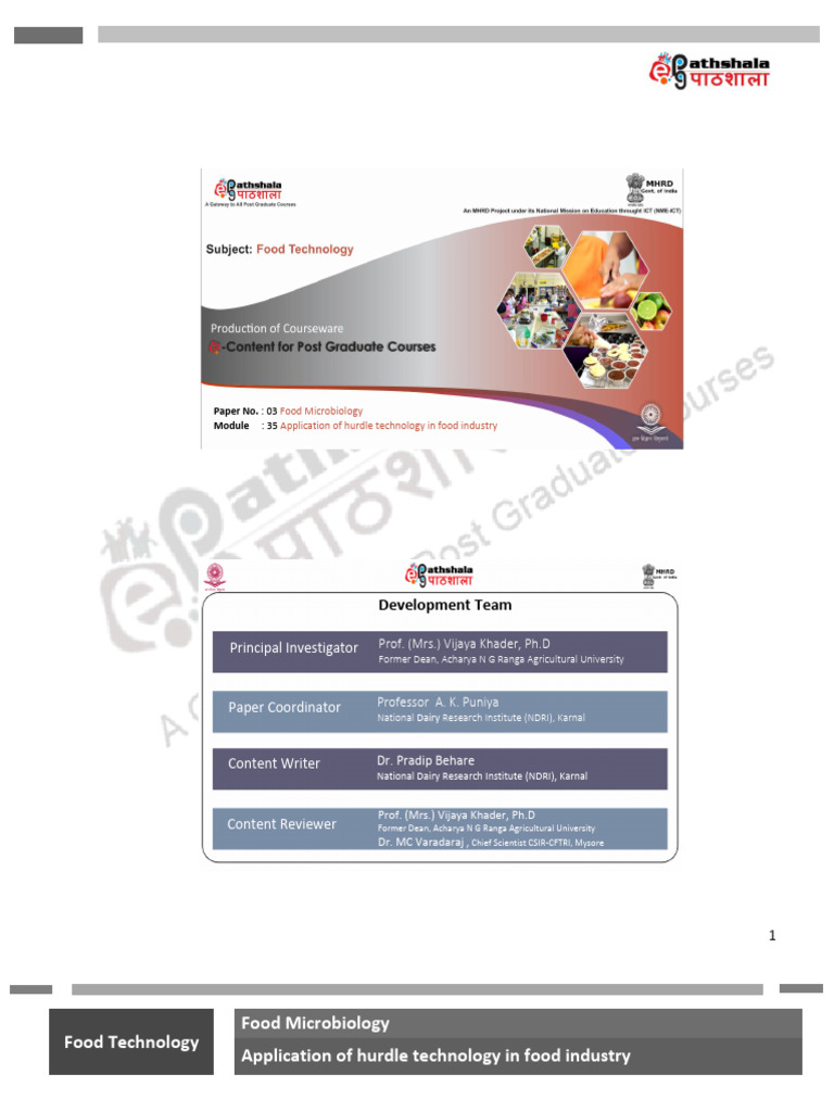 Hurdle Technology in Food Preservation | PDF | Biology | Food Preparation