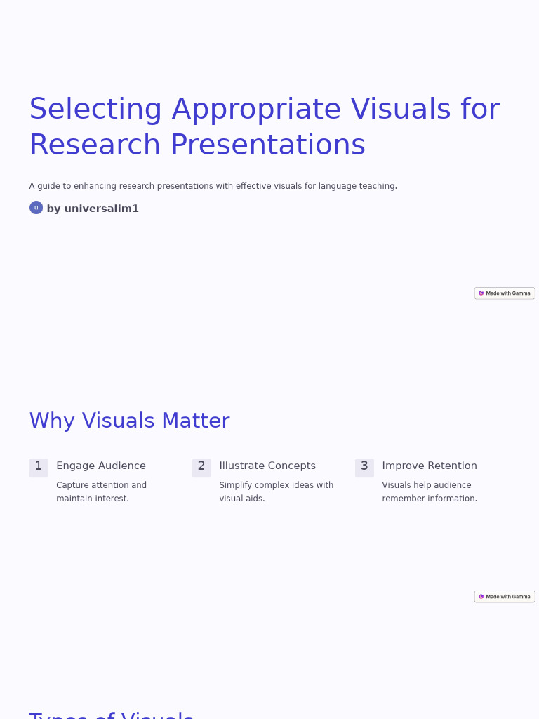 Selecting Appropriate Visuals For Research Presentations | PDF