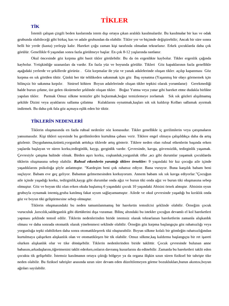 TİKLER | PDF