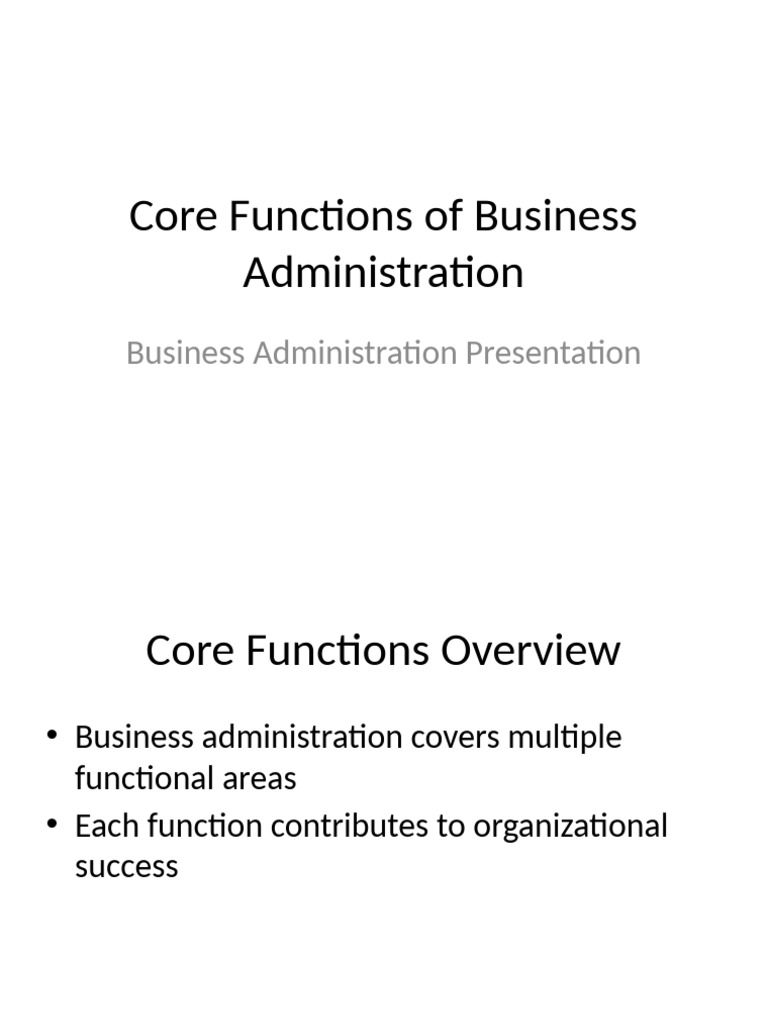 Core Functions of Business Administration | PDF