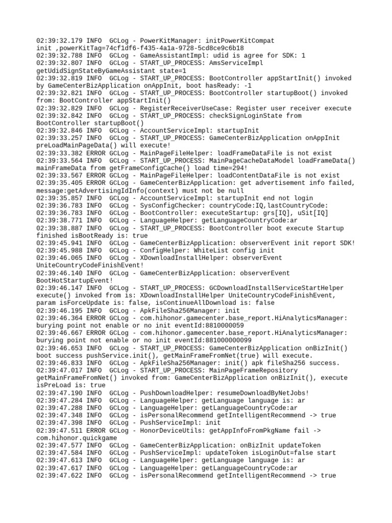 GameCenter Initialization Log Analysis | PDF | Computing | Software