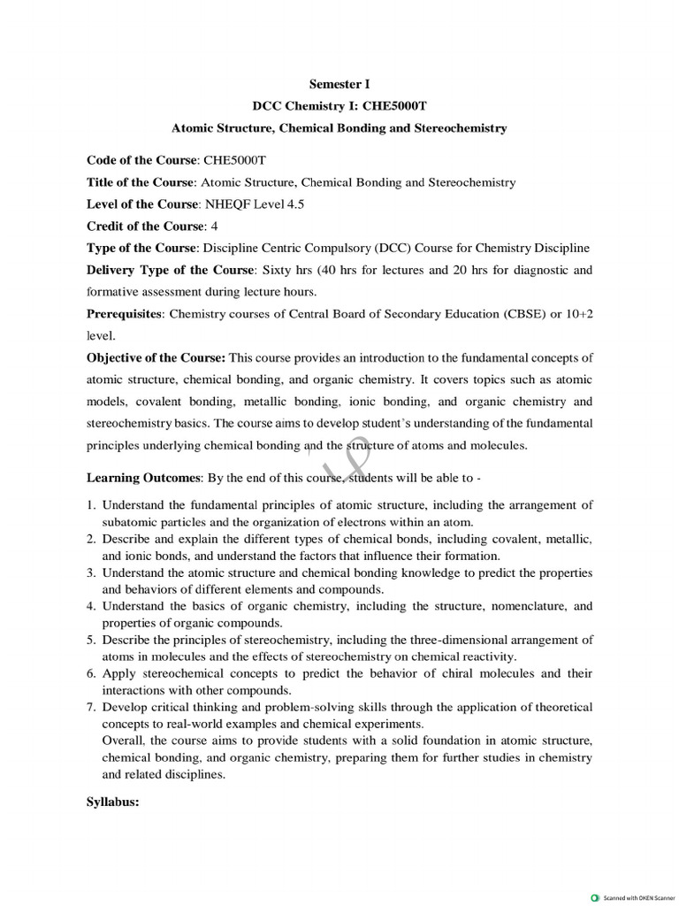 BSC Chemistry Syllabus NEP Final | PDF