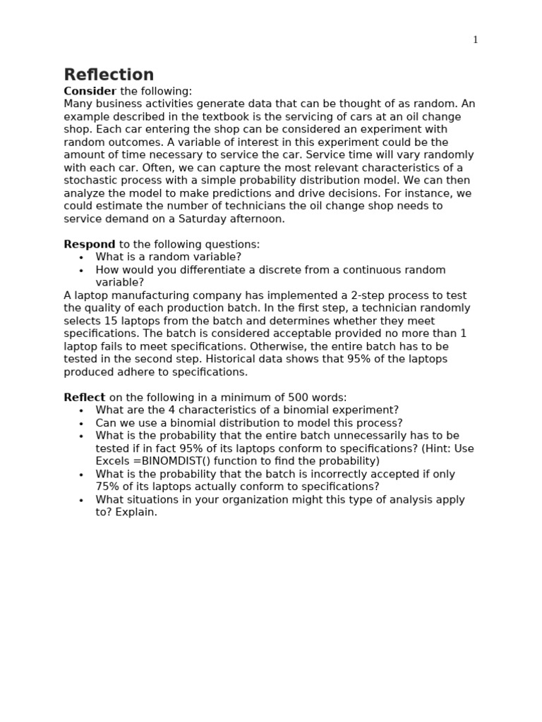 DATCB 565 Competency 2 Reflection | PDF | Probability Distribution | Random Variable