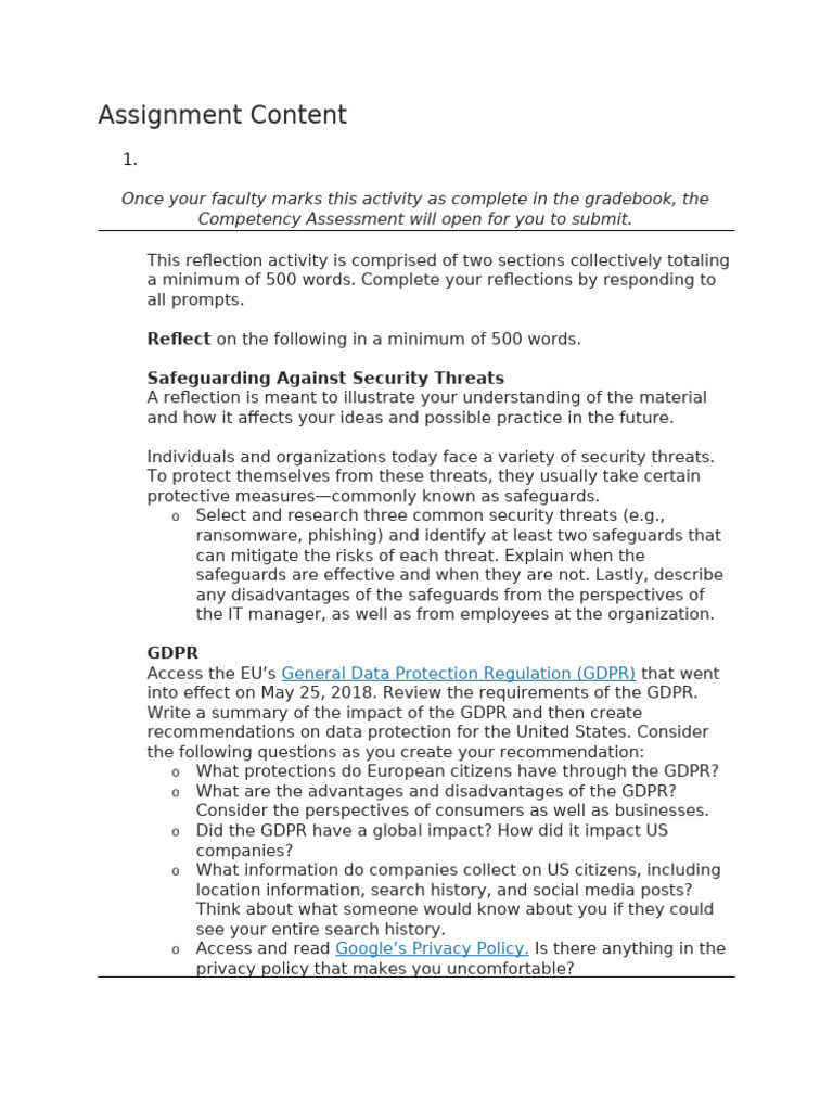 CMGTCB582 Competency 1 Reflection | PDF | Privacy | Computer Security
