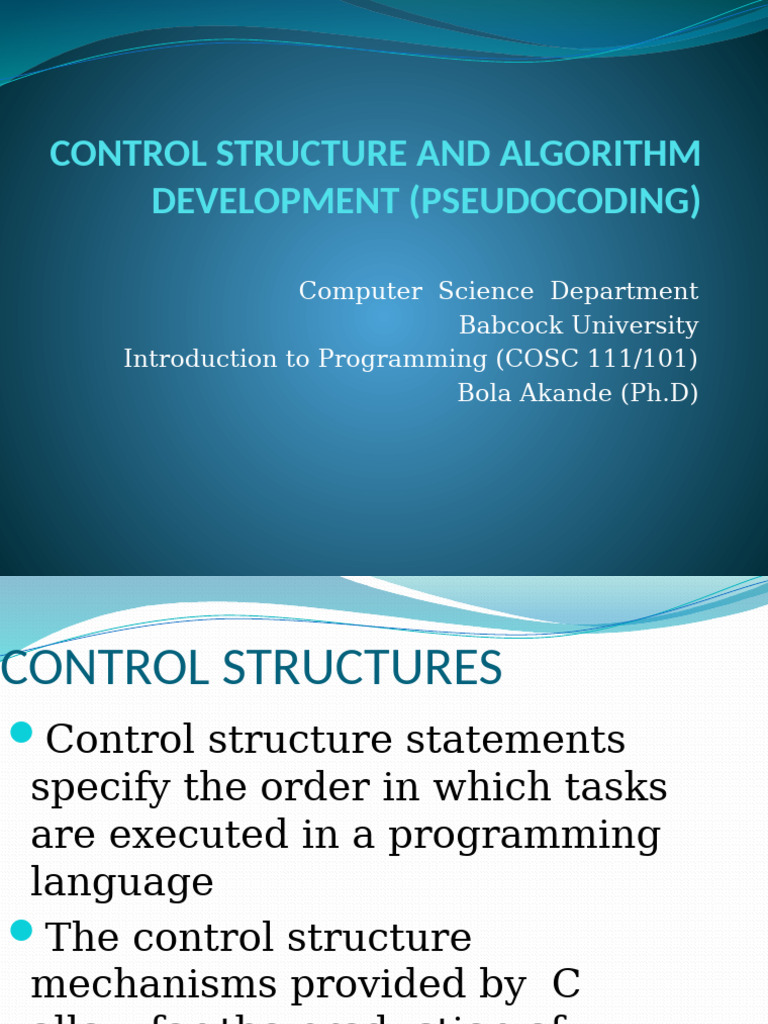 Control Structure | PDF | Control Flow | Computer Programming