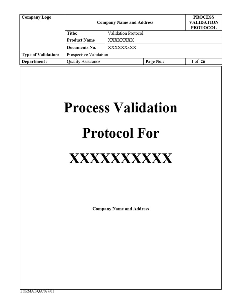 Process Validation Protocol Overview | PDF | Water | Centrifuge