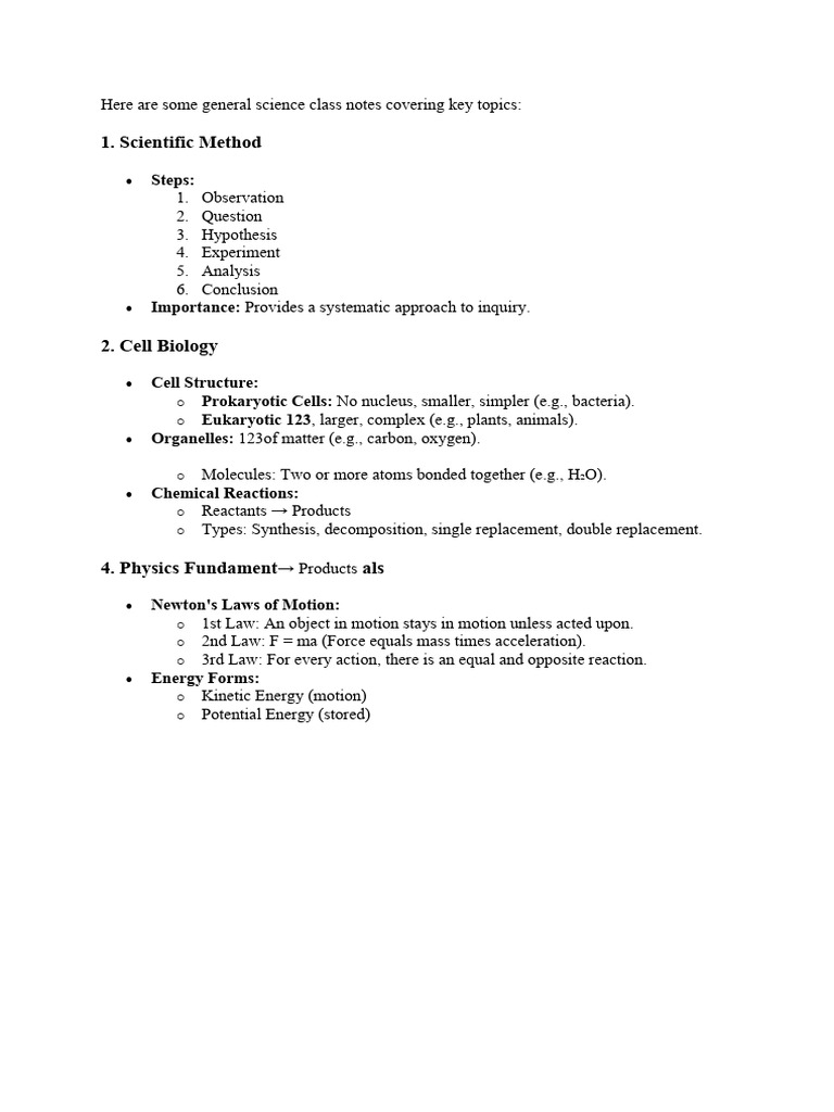 Key Science Class Notes | PDF