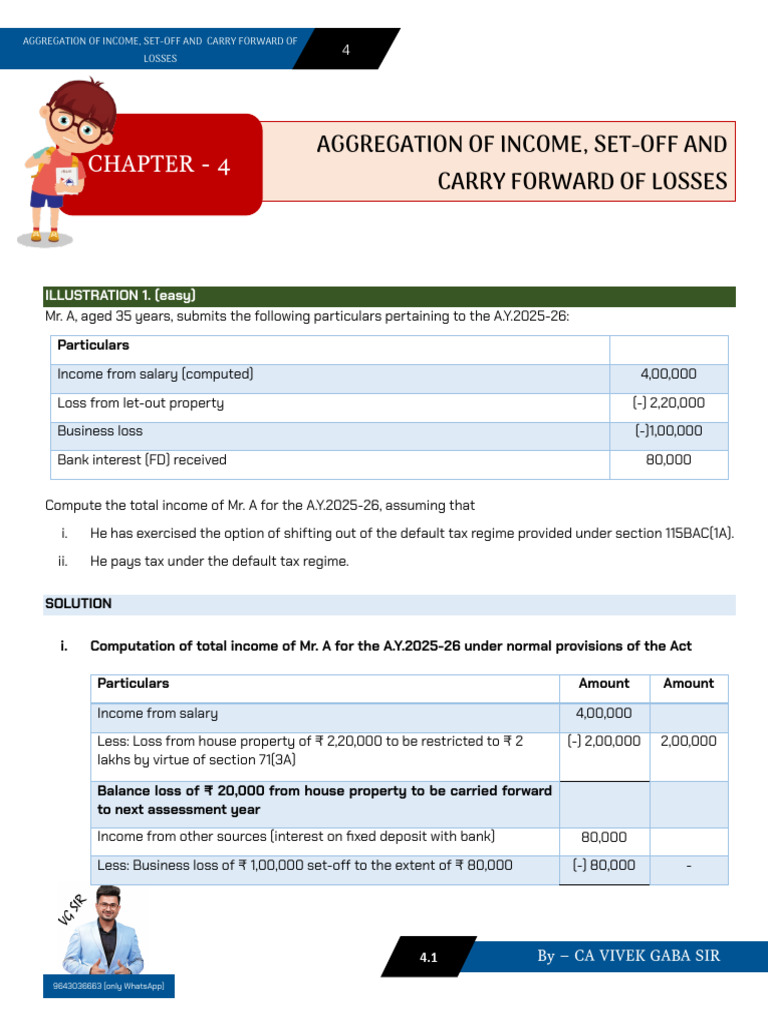 05.aggregation of Income, Set-Off and Carry Forward of Losses | PDF ...